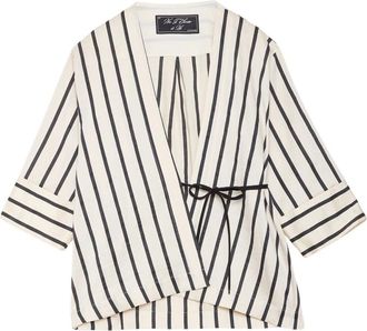 ottod'Ame Femme, Blouses et Chemises, Multicolore, Taille: 38 FR Kimono en m&eacute;lange de lin