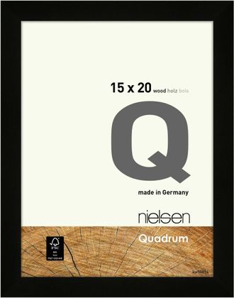 Nielsen Design Bilderrahmen, 15 x 20 cm, Holz, Schwarz, Fotorahmen zum Auftstellen und Aufhängen im Hoch- & Querformat, Echtglas, Quadrum