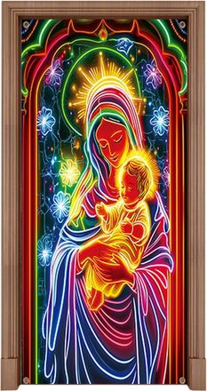 Generic T&uuml;rabdeckung, weihnachtliche Haust&uuml;rabdeckung, Kunstszene, Hintergrund aus fluoreszierendem religi&ouml;sem Stoff, gro&szlig;, Fotohintergrund, Verandaschild, f&uuml;