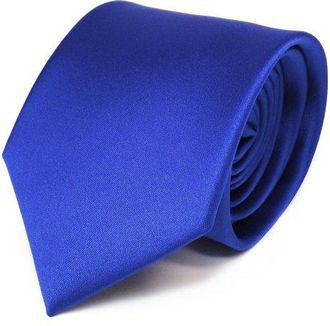 TigerTie satin cravate en bleu royal unicolor Polyester - Tie