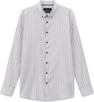 Bugatti Herren Hemd Langarm 9350-18401E Modern Fit gestreift Button-Down-Kragen Baumwolle Easy-Care Funktion