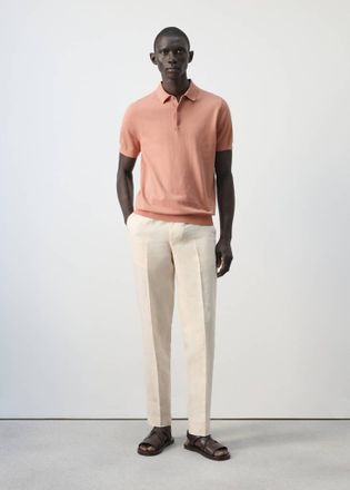 Mango Polo maille fine 100 % coton p&ecirc;che - Homme - XXL - MANGO MAN