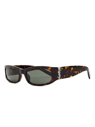 Saint Laurent Eyewear Eckige Sonnenbrille in Schildpattoptik - Braun