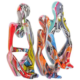 Artibetter 3 St&uuml;ck Moderner Denker Figurine aus Farbigem Resin Abstrakte Skulptur Dekoration f&uuml;r Wohnzimmer B&uuml;ro Schmal Regal Minimalistisches Kunsthandwerk