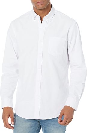 Amazon Essentials Mens Regular-Fit Long-Sleeve Solid Pocket Oxford Shirt Shirt, -white, XX-Large