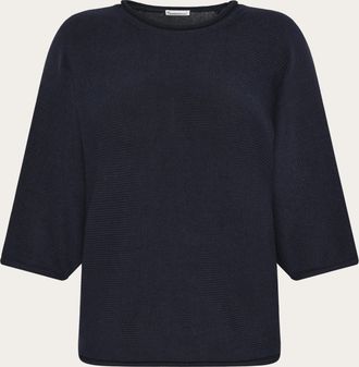 Knowledge Cotton Apparel Damen vegan Strick-Top Fledermaus-&Atilde;rmel Night Sky Navy