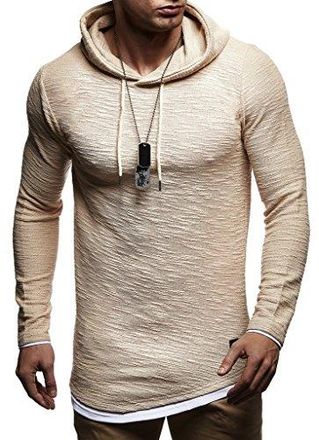LEIF NELSON pour des Hommes Pullover Pull à Capuche Hoodie Oversize Sweatshirt avec Capuche Longsleeve Sweater Manche Longue LN8120;,Beige,XXL