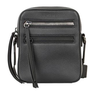 John Richmond Umh&auml;ngetasche aus genarbtem Leder mit Doppelrei&szlig;verschluss - - Bags - Herren - Schwarzk - ONE SIZE