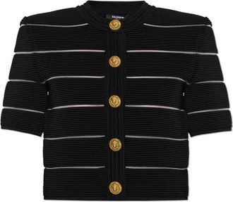 Balmain Femme, Pulls, Noir, Taille: 42 FR Cardigan &agrave; manches courtes
