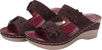 Generic Cocila Sandales Et Mules Pour Femmes De Plage &agrave; Talons Inclin&eacute;S Femmes, Pantoufles Creuses D&eacute;Contract&eacute;Es, Chaussures Fond Inclin&eacute;, R&eacute;Tro Sandales Femm
