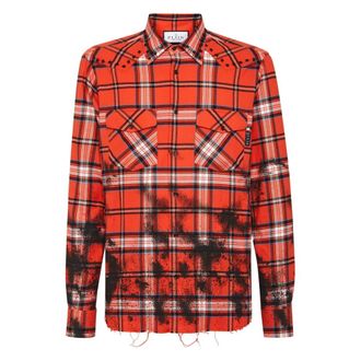Philipp Plein Homme, Chemises, Orange, Taille: 3XL Flanella Tartan Shirt LS