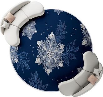 Generic 180 cm Tapis Rond en Laine synth&eacute;tique - Motif &Eacute;l&eacute;gant Hiver Flocons De Neige antid&eacute;rapant Lavable Tapis pour Chambre denfant Salle &agrave; Manger Salle de 