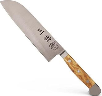 Gude Solingen - Santoku Messer geschmiedet, 18 cm, Olivenholz, ALPHA OLIVE, Doppelkropf, Handmade Germany