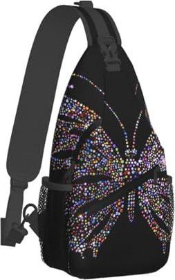 Generic Sacoche Homme Bandouliere Papillon L&eacute;ger Sling Sac &agrave; Bandouli&egrave;re Casual Crossbody Bag pour Voyage Homme Camping