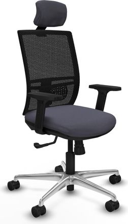 Piqueras y Crespo Stuhl mit 2D-Armen, h&ouml;henverstellbarer Lendenwirbelst&uuml;tze und h&ouml;henverstellbarem Kopfteil, ausgestattet mit 4 Positionen, Schwarz/Dunkelgrau