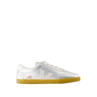 Veja Silberne Ledersneakers mit Top-Schn&uuml;rsenkeln - - Shoes - Damen - Grau - 40 EU
