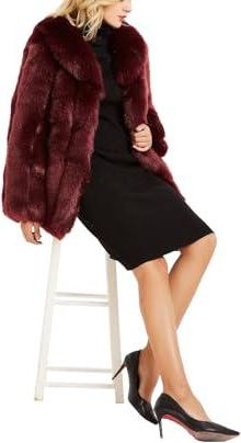 Generic Veste en fausse fourrure duveteuse pour femme, manteau dhiver chaud &agrave; manches longues, v&ecirc;tements dext&eacute;rieur en peluche grande taille