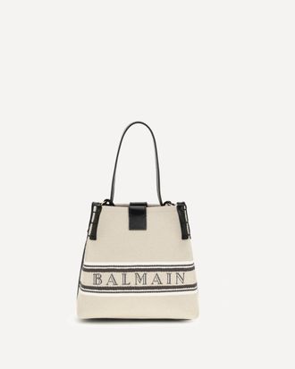 Balmain Release Bucket Bag in canvas and leather Female UNI