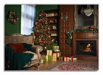 Wallario selbstklebendes Poster - Weihnachtszauber im Wohnzimmer, Aufkleber in Premiumqualit&auml;t, Klebefolie Gr&ouml;&szlig;e: 70 x 100 cm (Riesenposter)