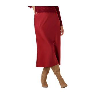 Y.A.S Roter Midi-Rock f&uuml;r Stilvolle Jahreszeiten - - Skirts - Damen - Rot - L