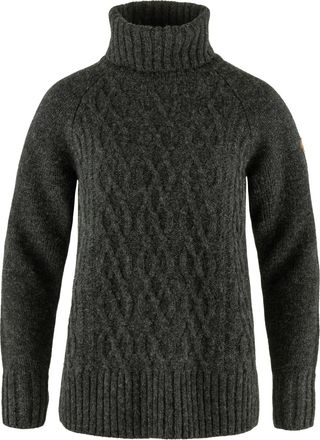 Fj&auml;llr&auml;ven Damen &Ouml;vik Cable Knit Roller Neck Sweatshirt, Dark Grey, XXS