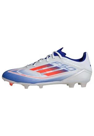 adidas Unisex F50 League Football Boots Firm Ground, Cloud White/Solar Red/Lucid Blue, 39 1/3 EU