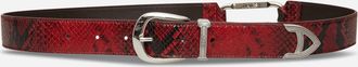 Aries Snake Print Leather Mazzo Belt Red