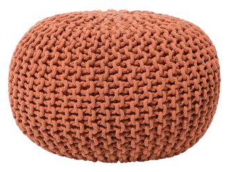 Beliani Geflochtener Strickpouf zum Sitzen Baumwolle braun rund 40 cm Modern Conrad