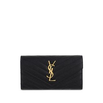 Saint Laurent Cassandre Matelass&eacute; Large Flap Wallet In Grain De Poudre Leather