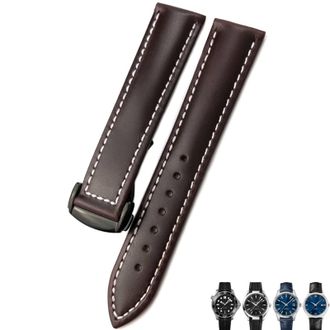 Generic LAMGUL 21 mm 20 mm 22 mm Rindsleder-Uhrenarmband f&uuml;r Omega Seamaster 300 Speedmaster-Uhrenarmb&auml;nder (Farbe: Dunkelbraunes Silber, Gr&ouml;&szlig;e: 21 mm)