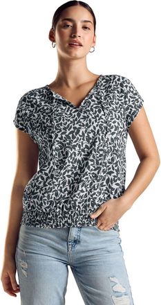 Street One Damen A344751 Sommer Bluse mit Print, cool Vintage Green, 38