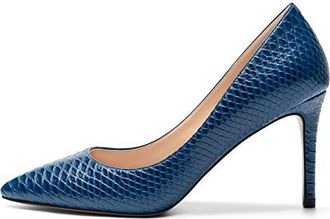 EDEFS Escarpins Bout Ferm&eacute; Femme,Chaussures &agrave; Talons Hauts 8CM,Classiques High Heel Escarpins,Bleu EU37