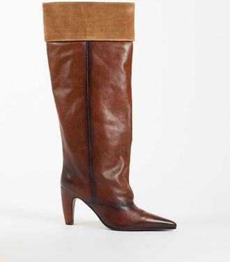 Bronx Low-Jadey bottes montantes &agrave; talons couleur cognac-Marron