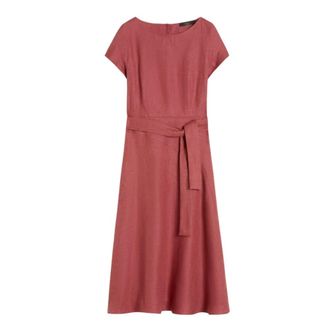 Max Mara Femme, Robes, Rouge, Taille: 38 FR Wkdesordio Robe Midi en Toile de Lin