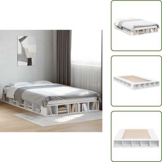 vidaXL The Living Store Bettgestell Wei&szlig; 135x190 cm Holzwerkstoff - Holzbettfassungen - Doppelbett - Bettsystem - Wei&szlig;es Bett - Stauraumbett