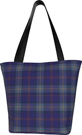 AOOEDM Sac fourre-tout tartan bleu Capacit&eacute; femme &Eacute;paule &Eacute;picerie Sacs