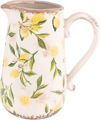 Clayre & Eef Dekorative Kanne 20x14x23 cm Gelb Keramik Zitrone Wasserkrug