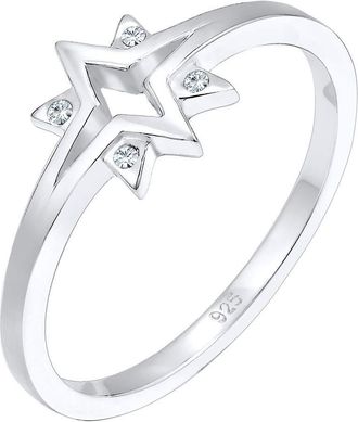 Elli Ring Damen Sterne Starburst mit Kristallen in 925 Sterling Silber