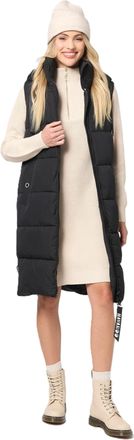 Navahoo Damen Steppweste Stehkragen gefüttert Ärmellose Outdoor Weste mit Kapuze [B942-Schnuff-Schwarz-Gr.XXL]