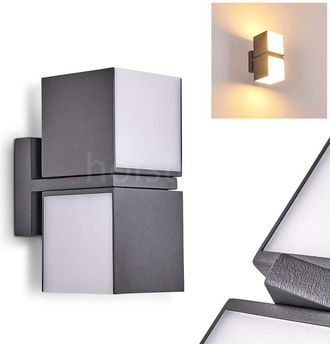 HOFSTEIN LED Au&szlig;enwandleuchte Swanek, Wandlampe aus Aluguss in Anthrazit/Wei&szlig;, 23 Watt, 1000 Lumen, Lichtfarbe 3000 Kelvin, verstellbare Wandleuchte m. Lichtef