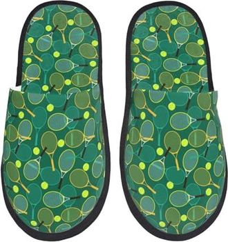 Generic Fourrure Pantoufles Raquettes De Tennis Vertes Et Balles Mignonnes Chaud Pantoufles En Coton Doux Maison Slippers Pour H&ocirc;tel Voyage Automne L