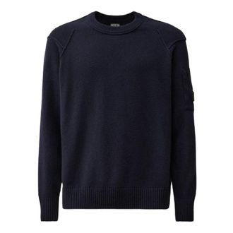 C.P. Company C.p. Company, Homme, Pulls, Bleu, Taille: S Lambswool GRS Crew Neck Knit Total Eclipse-S