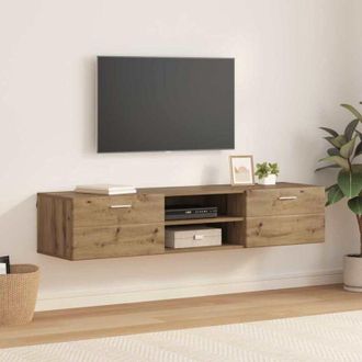 vidaXL Vidaxl - Meuble TV en bois ding&eacute;nierie ch&ecirc;ne artisanal 150 x 39 x 30 cm - Grand espace de rangement - Avec tiroir et &eacute;tag&egrave;re