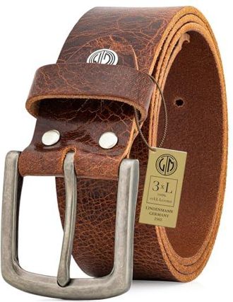 Lindenmann ceinture homme de cuir de buffle, 40 mm large et 3,8 mm fort, ajustable, marron fonc&eacute;, Farbe/Color:marron, Size US/EU