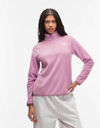 The North Face Glacier 100 - Fleecepullover in Lila mit kurzem 1/4-Rei&szlig;verschluss