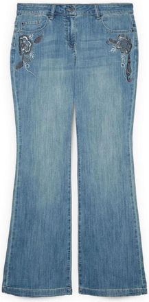 Fiorella Rubino Femme, Jeans, Bleu, Taille: 46 FR Jean &Eacute;vas&eacute; avec broderie florale