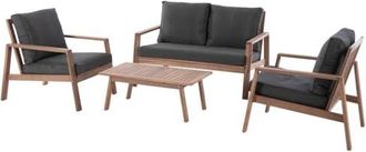 Hesperide Gartengarnitur Tiwi Akazie - 4 Sitze - Polyester, FSC - Kohlenstoff/Akazie