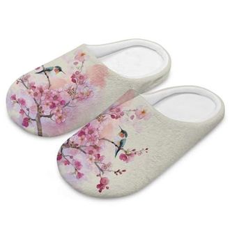 Coloranimal Pantoufles de spa pour femme - Pour chambre dh&ocirc;tes, maison - Bout ferm&eacute; - R&eacute;utilisable - Sandales dh&ocirc;tel, Plum Blossom, 38.5/39.5 EU