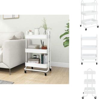 vidaXL Vidaxl - K&uuml;cheninseln & K&uuml;chenwagen - Living 3-Etagen-Wagen Wei&szlig; 43x34x79 cm Stahl - Wei&szlig;