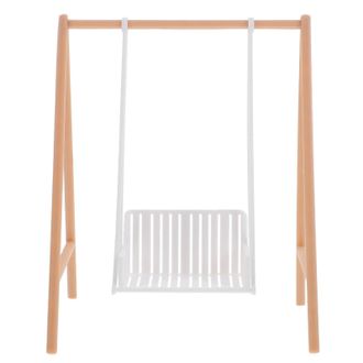 NUOBESTY Miniatur Puppenhaus Schaukel aus Robustem Holz Kleine Gartenschaukel für Puppen Detailreiches Mikro Spielplatzzubehör für Puppenhaus Außenbereich